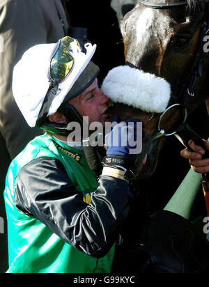 Jockey Niall Madden celebrates with Numbersixvalverde after winning the ...