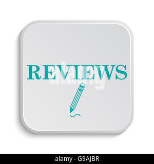 Reviews icon. Internet button on white background Stock Photo - Alamy