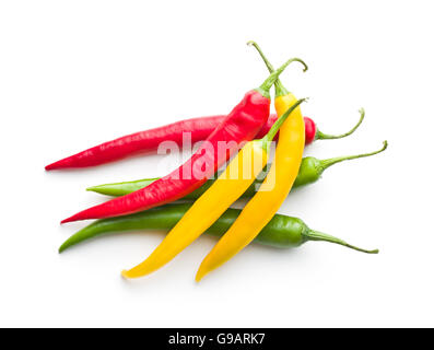 Different colors chilli peppers isolated on white background Stock ...