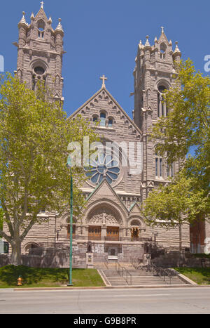 Main entrance with stairs to Catholic Church of St. Cunigunde in Nove ...