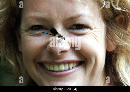 BBC Springwatch presenter Kate Humble handles a male Stag Beetle, at ...