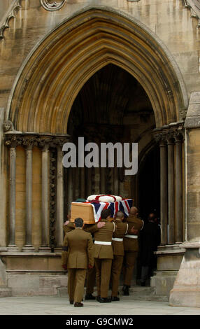 The coffin of Captain James Philippson, of the 7th Parachute Regiment ...