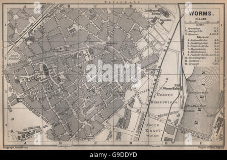 WORMS. Vintage town city map plan. Germany, 1933 Stock Photo - Alamy