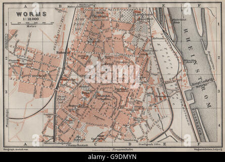 WORMS. Vintage town city map plan. Germany, 1933 Stock Photo - Alamy