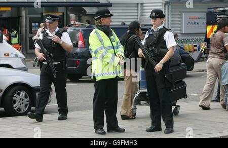 Armed police outside Heathrow Airport's Terminal 4, where things were ...