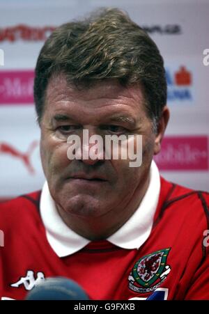 Wales manager John Toshack shows his dejection during the post match ...