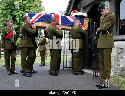 The coffin of Corporal Matthew Cornish of the 1st Battalion The Light ...