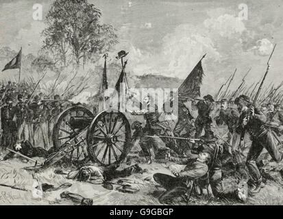 The Civil War. The battle of Gettysburg, Picketts charge. Oil painting ...