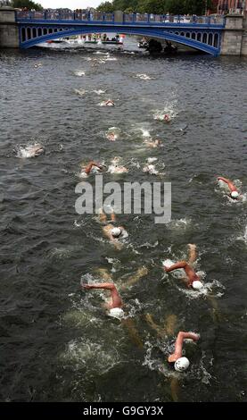 Hundreds dive in for the Liffey Swim. Swimmers taking part in the 86th ...