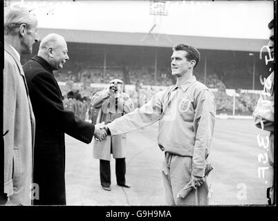 England's Ronnie Clayton shakes hands with the Duke of Gloucester Stock ...