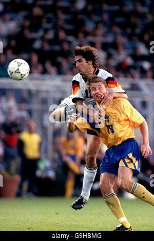 Soccer - UEFA Euro 92 - Semi Final - Sweden v Germany. Germany's Thomas ...