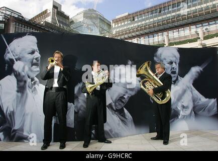 Members of the London Symphony Orchestra brass section (left to right ...
