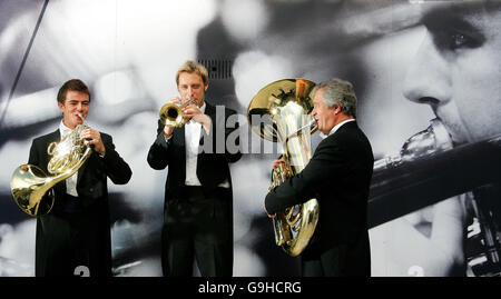Members of the London Symphony Orchestra brass section (left to right ...