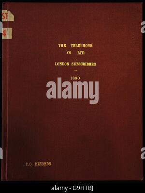 The cover of the first ever London telephone directory, dated 1880, at ...