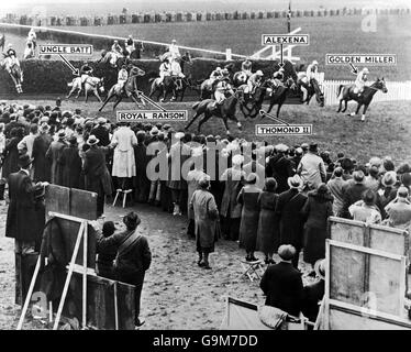 Golden Miller (r), owned by Dorothy Paget, on his way to victory in the ...