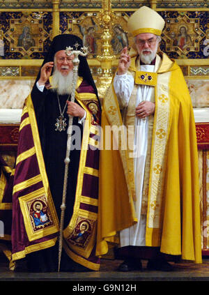 Ecumenical Patriarch of Constantinople Bartholomew I, right, and ...