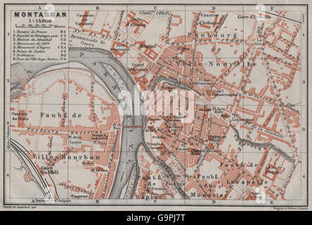 MONTAUBAN. Vintage town city ville map plan carte. Tarn-et-Garonne ...