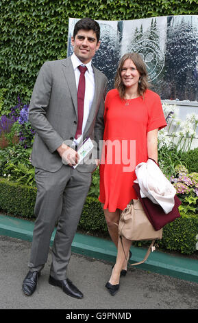 Alastair Cook and Alice Cook arrive on day eight of the Wimbledon ...