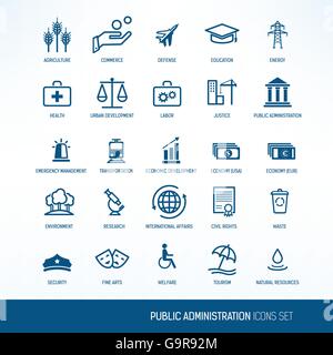 Government and public administration departments vector icons set Stock ...