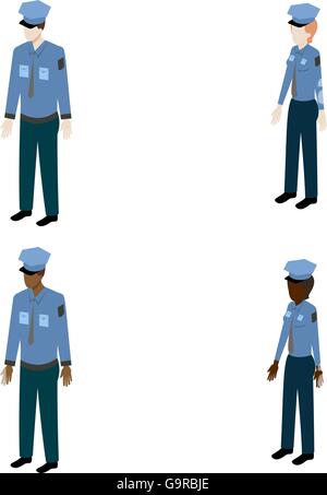 Caucasian man police officer hat 2D vector avatar illustration Stock ...