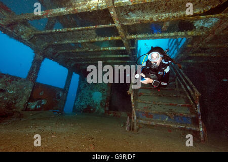 Diver in Wreck Atlantic Princess, Bayahibe, Dominican Republic ...