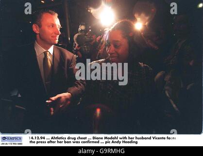 Diane Modahl with her husband Vicente after she won her first track ...