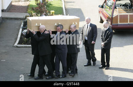 The coffin of Margaret Masson (known as Peggy) arrives for funeral at ...