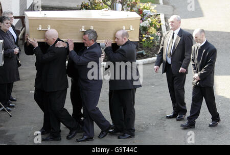 The coffin of Margaret Masson (known as Peggy) arrives for funeral at ...