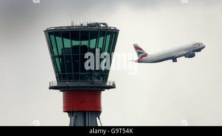 The new control tower at Heathrow airport, London, supported by an 85m ...