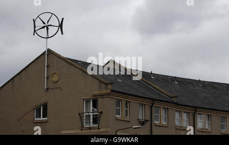 An electricity producing windmill is seen attached to Fraser Court ...