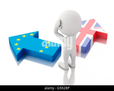 3d renderer illustration. Arrows with Great Britain and European Union ...