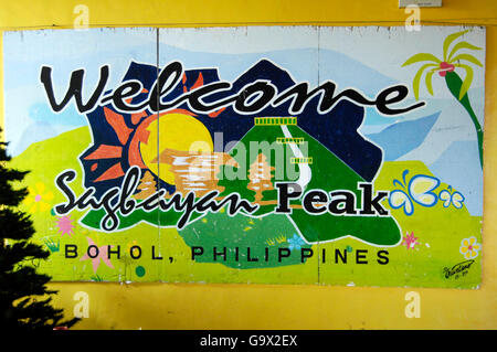 Welcome sign, Sagbayan Peak, Bohol, Visayas, Philippines Stock Photo ...