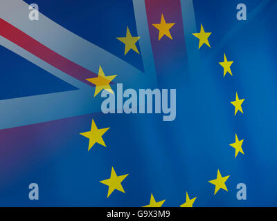 3d renderer illustration. Great Britain and European Union flag. Chart ...