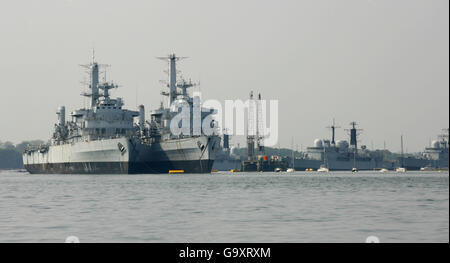Royal Navy Ships HMS Fearless Assault Ship A Wessex helicopter hovers ...