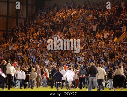 Pitch invasion by Bristol Rovers fans Stock Photo - Alamy