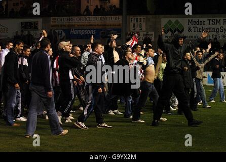 Pitch invasion by Bristol Rovers fans Stock Photo - Alamy
