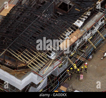 Cutty Sark fire. Aerial photograph of the remains of the Cutty Sark in ...