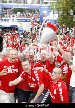 A general view of the atmosphere Liverpool fans take part National Reds ...