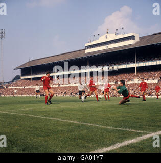 Liverpool goalkeeper Tommy Lawrence in action during the match against ...