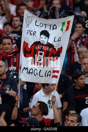 An AC Milan fan in the stands before the UEFA Champions League, Group B ...
