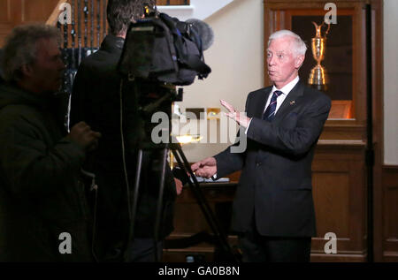 Dr Martin Cheyne, captain of the Royal Troon Golf Club, speaks to the ...