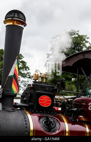 Detail of brass steam whistle and steam valves on a narrow gauge steam ...