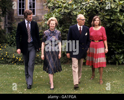 Margaret Thatcher relaxing with her husband Denis during a visit to ...