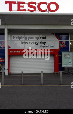 A closed Tesco superstore at Bury St Edmunds, Suffolk, after it was ...