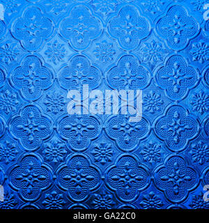 blue color glass with thai pattern Stock Photo - Alamy