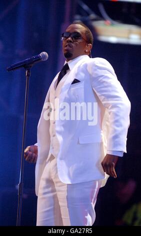 P Diddy performs during the charity concert in memory of Diana ...