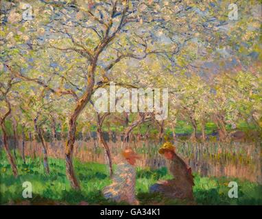 Claude Monet painting; Springtime, 1886 oil on canvas, Giverny, France ...