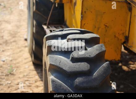 close up of caterpillar tractor tire showing large tread pattern Stock ...