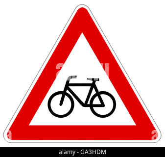 A road warning sign in Germany: Falling rocks from the left Stock Photo ...