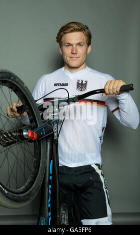 The BMX rider Luis Brethauer posing alongside German BMX Race ...
